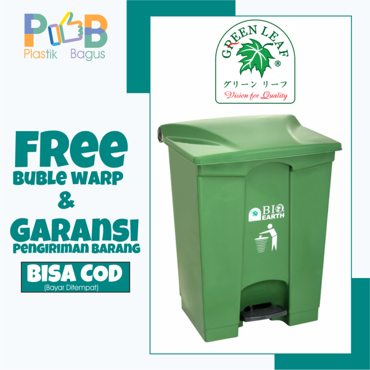 Tempat Sampah injak tong sampah Kotak Sampah green leaf BIO Dustbin 70 liter 2170 | Lazada Indonesia