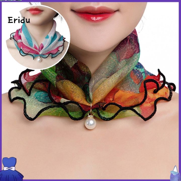 Erin ผ้าพันคอจี้ดอกไม้ประดับมุกเทียมสําหรับผู้หญิง | Lazada.co.th