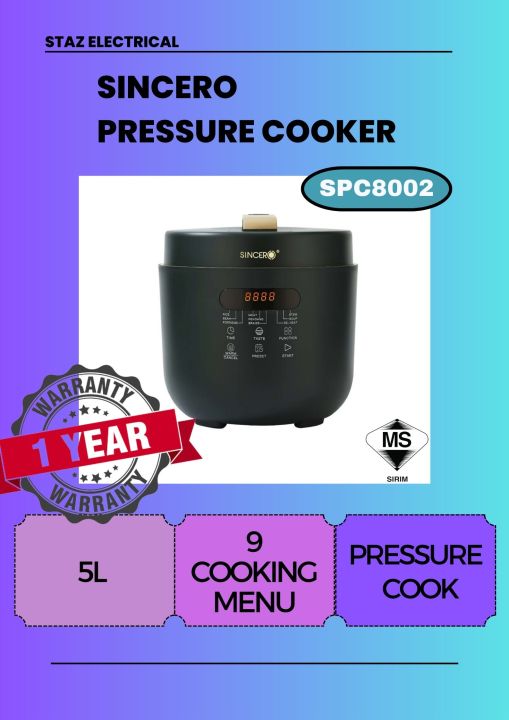 Sincero Pressure Cooker 5L (SPC-8002) | Lazada