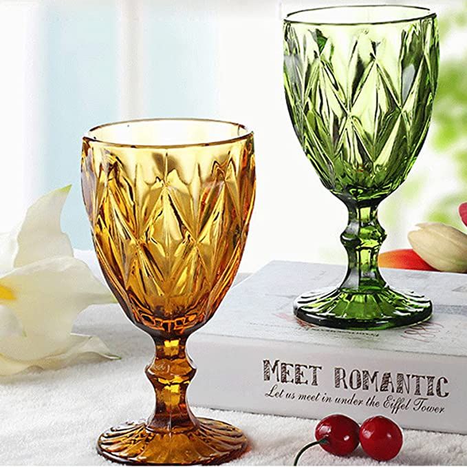 1pc Water Glass 350ml/235ml Glassware Crystal Wine Glass Big Diamond ...