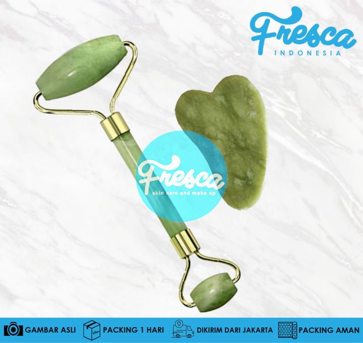 ROLLER JADE + BATU STONE JADE WARNA HIJAU JADE ROLLER PEMIJAT WAJAH ...