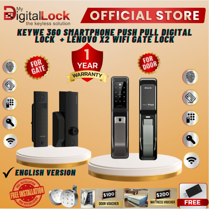 [FREE INSTALLATION] Keywe 360 Smartphone Push Pull Digital Lock (Made ...