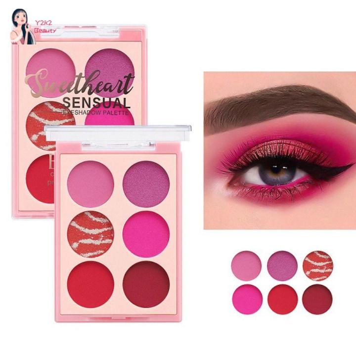 Y2K2กันน้ำมี6สีอายแชโดว์ผิวด้านอายแชโดว์แบบควันกันเหงื่อหลากสีความงามของจานสีผู้หญิงติดทนนาน ...