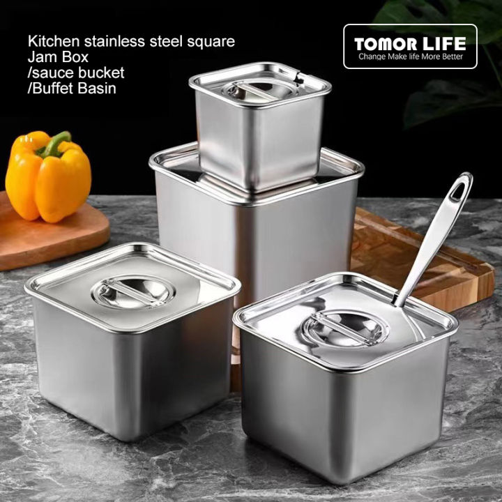 Tomor Life Kitchen stainless steel square Jam Box sauce bucket Buffet ...