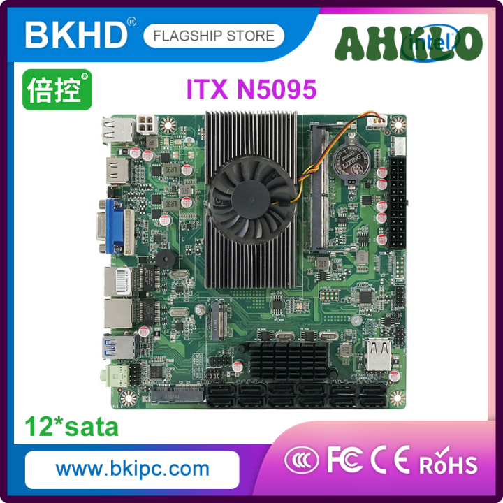 AHKLO BKHD N5095 NAS Server Motherboard 12X7Pin SATA Supports DDR4 16G ...