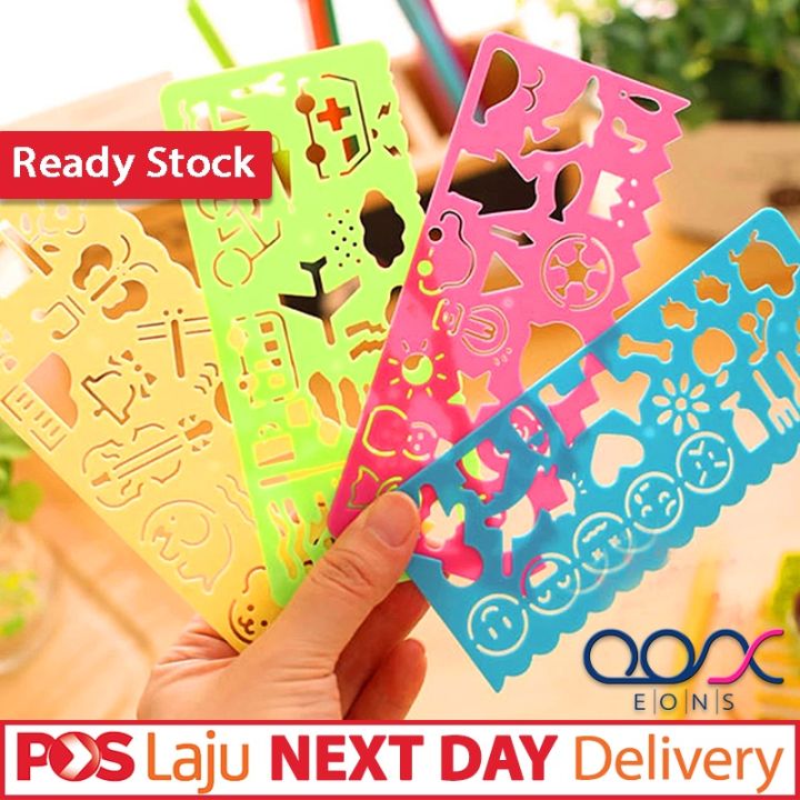 IMPROVE CREATIVITY 💖 4 In 1 Drawing Ruler Set DIY Art Craft Tool Kids ...