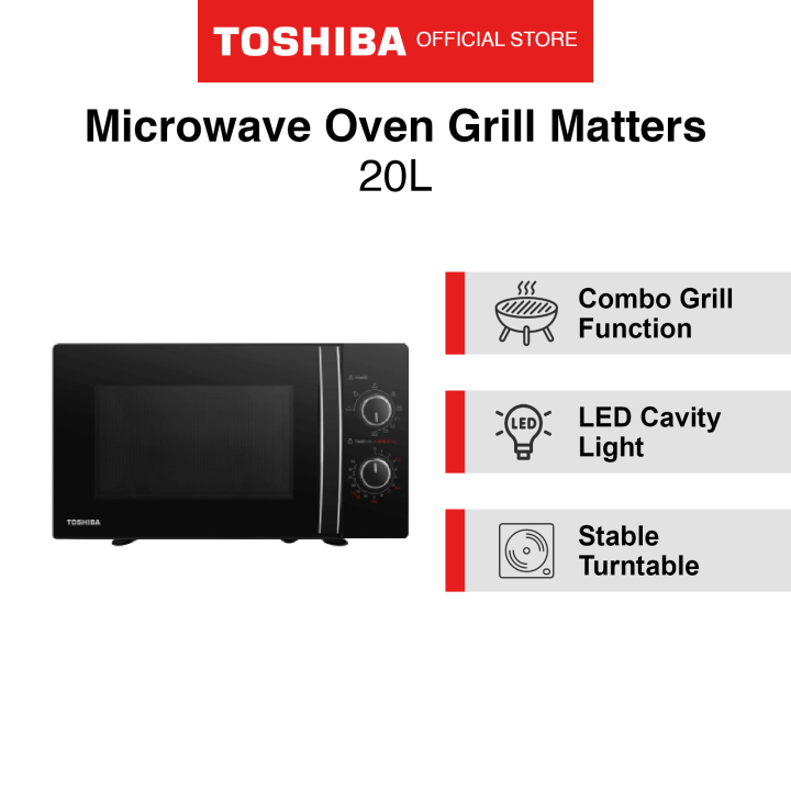 Toshiba MWP-MG20P(BK) Black 5 Power Level Microwave Oven with Grill Function, 20L | Lazada Singapore