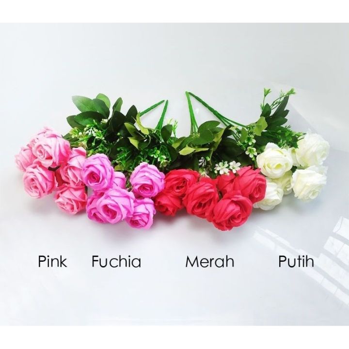Bunga Mawar artificial 7s Rose artificial 7 kuntum Buket Bunga Palsu ...