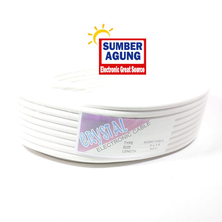 Kabel Putih Isi Kawat Tipe 2x1.5 CRYSTAL Merk Crystal Panjang 50Y ...