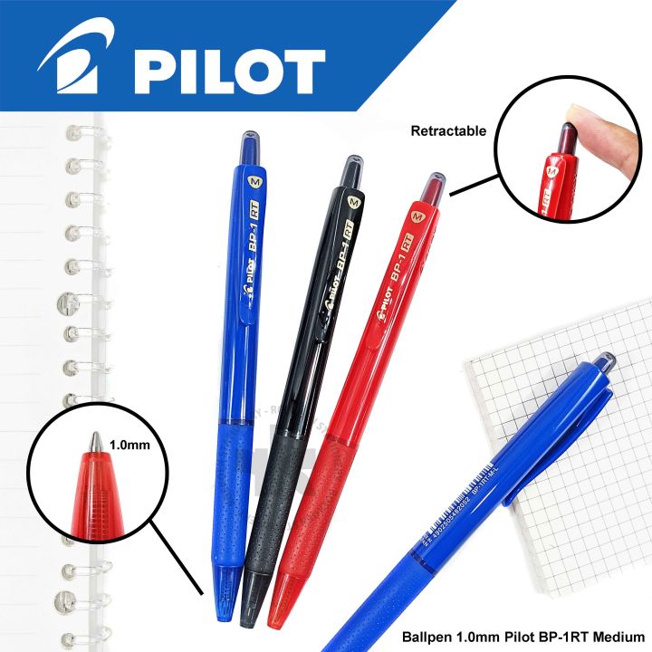 Pilot BP-1 RT Retractable Ballpen 1.0mm Medium Black | Lazada Indonesia