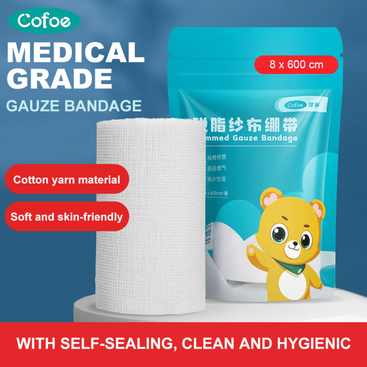 (600cm×8cm) Cofoe Medical Cotton Gauze Bandage Roll Elastic Defatting ...