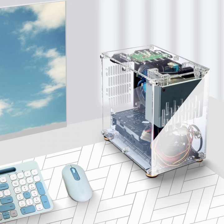 Clear Acrylic Mini ITX PC Case ITX Computer Case 360 Degrees Open ...