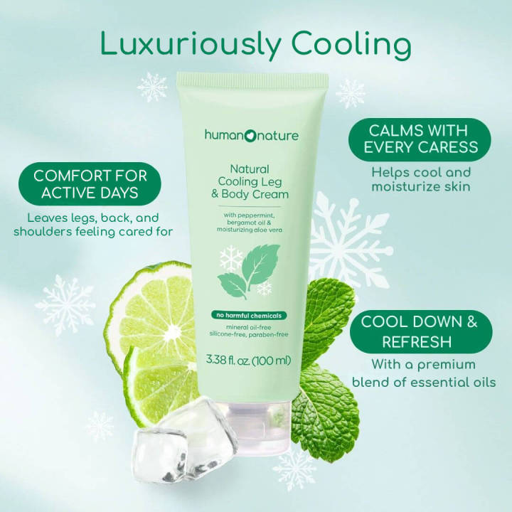 Human Nature Cooling Leg and Body Cream 100ml with Invigorating ...