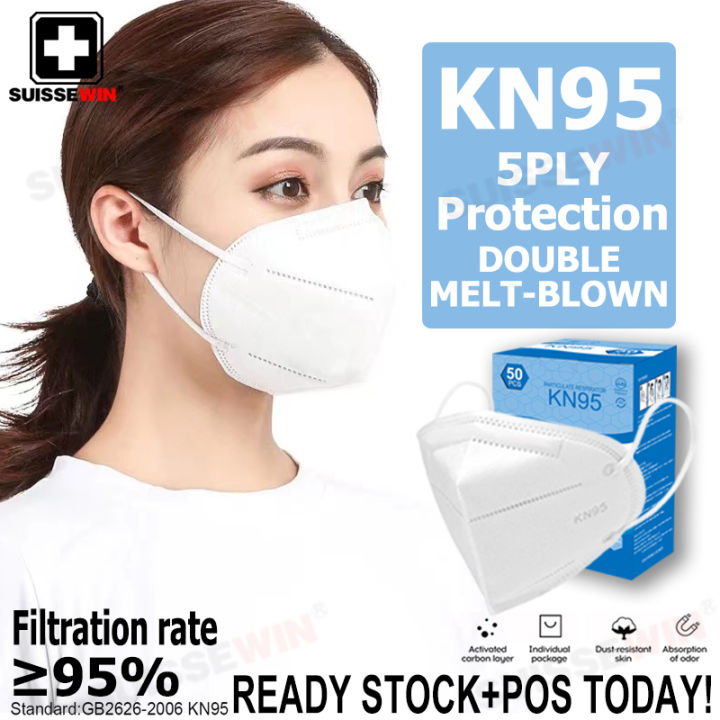 SUISSEWIN Ready Stock 50PCS KN95 Face Mask 5ply Protection Mask ...