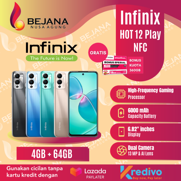 Infinix Hot 12 Play NFC [X6816D] Smartphone ( Ram 4GB / Rom 64GB ...
