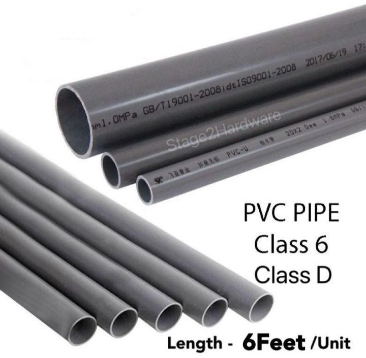 6Feet 15MM 1/2'' 20MM 3/4'' 25MM 1'' PVC PIPE PAIP AIR KELABU CLASS D Class 6 灰喉 PVC PAIP TEBAL ...