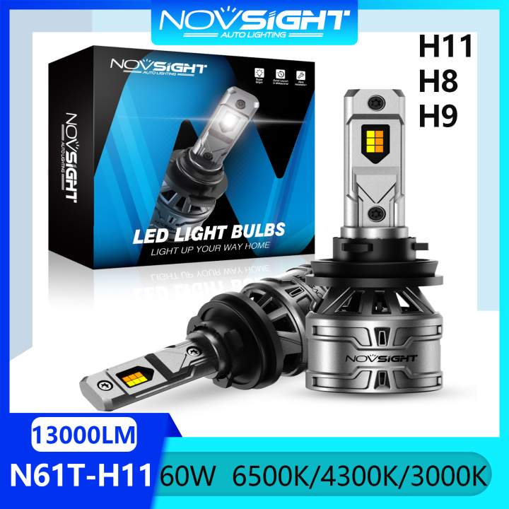 Novsight N61T H11 LED Headlight Bulb 6500K 4300K 3000K 3 Color ...