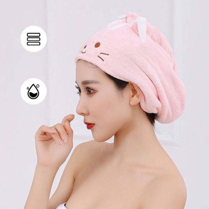 SXSA ผ้าเช็ดตัวผ้าเช็ดตัวผ้าเช็ดตัว แมวน่ารักๆ ผมแห้งเร็ว หมวกคลุมผม ...