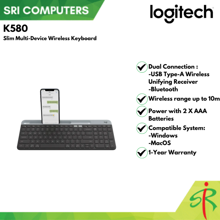 Logitech K580 Slim Multi Device Wireless Keyboard Lazada