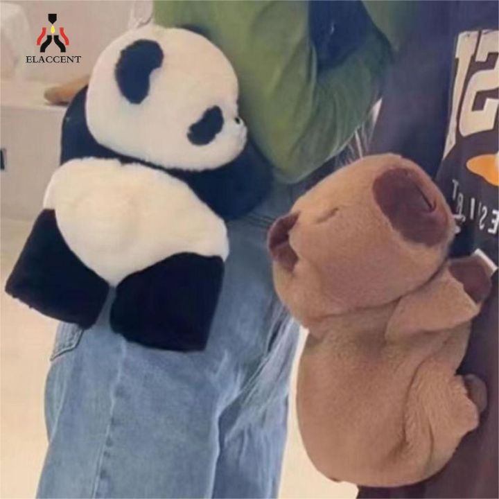 ELACCENT Cartoon Capybara Panda Pattern Kids Backpacks Cute Fluffy ...