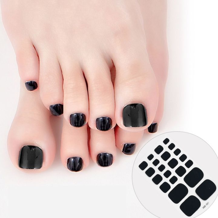 Sukeme 22tips/sheet Solid Toe Nail Stickers Strips Nail Art Fake Toe ...
