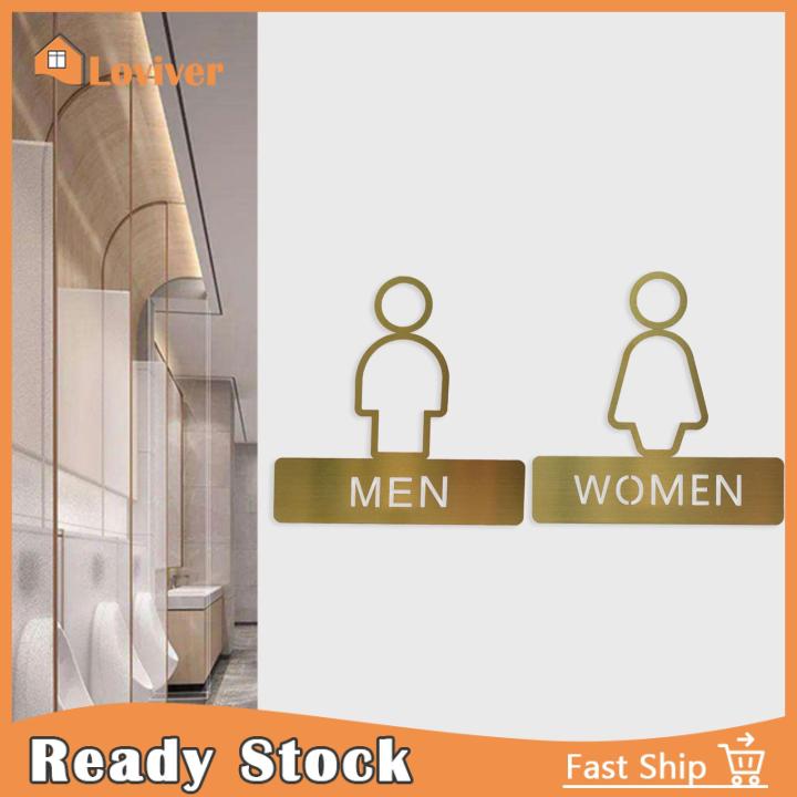 Loviver Toilet Sign Bathroom Sign Simple Wall Sticker Signage ...