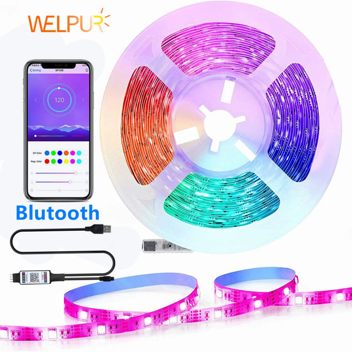 Bluetooth RGB light with USB power supply with 24-key remote control ...