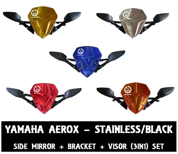 YAMAHA AEROX V1 / AEROX V2 - Side Mirror + Heavy Duty Bracket + Visor ...