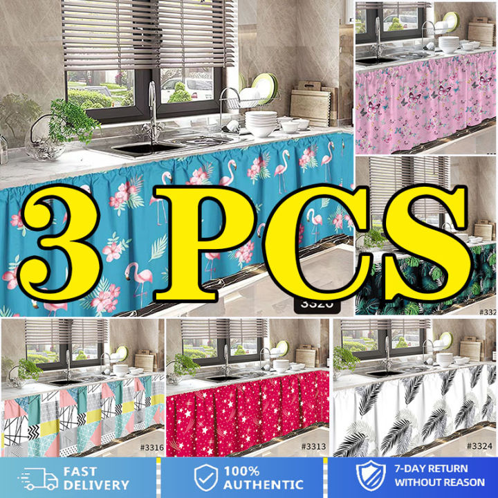 3PCS Curtains Kurtina Pang Lababo Curtain for Kitchen 3 for 100 Kurtina ...