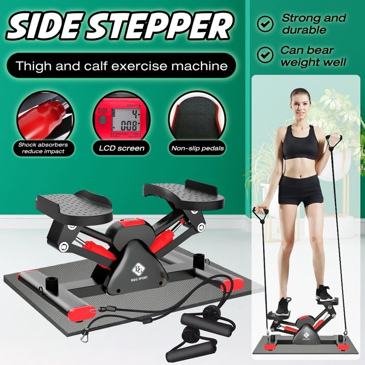 BG Sport Mini Stepper Electronic Display Exercise Equipment with Resistance Band, Pedal ...