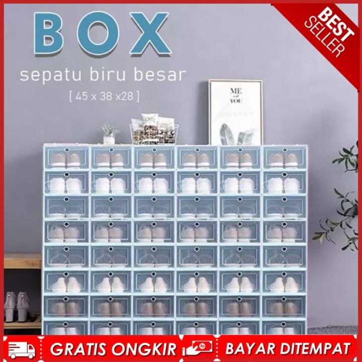 PROMO 10 PCS Kotak Sepatu Lipat Transparan Tebal Shoes Storage Box ...