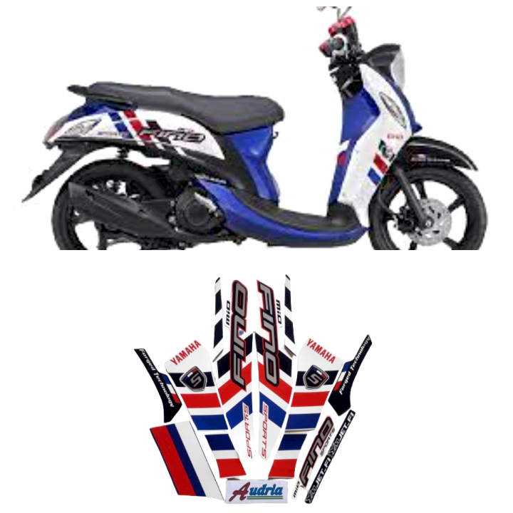 STIKER STRIPING LIS BODY MOTOR FINO SPORTY TAHUN 2014 BIRU STANDAR ...