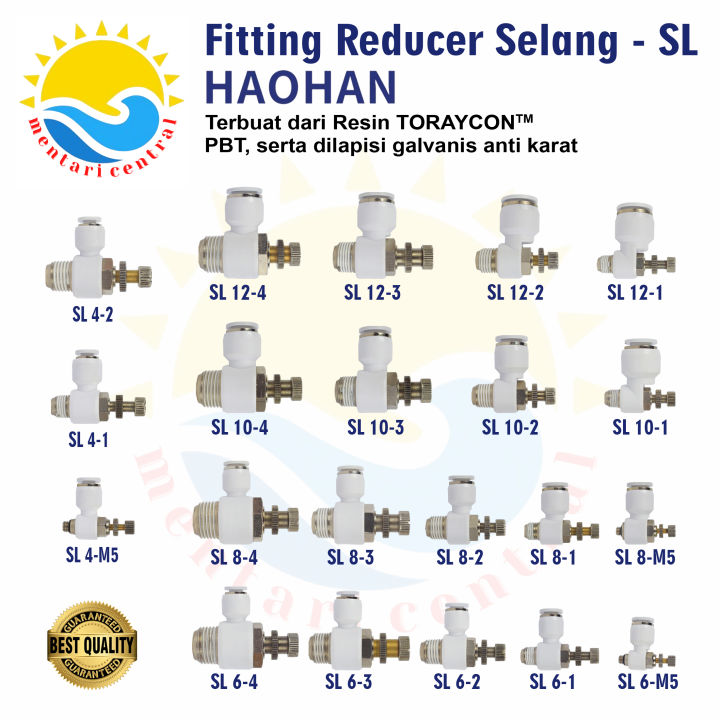 SLNepel Angin Fitting Pneumatic Speed Control Flow Control Elbow Selang ...
