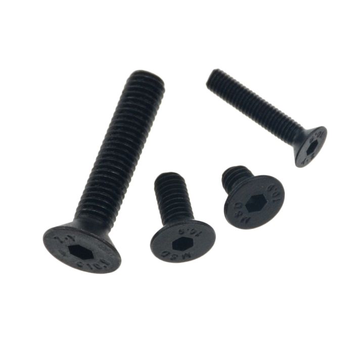 50pcs M2 M2.5 M3 M4 mm flat head countersunk head black grade 10.9 Alloy Steel Hex Socket Head ...