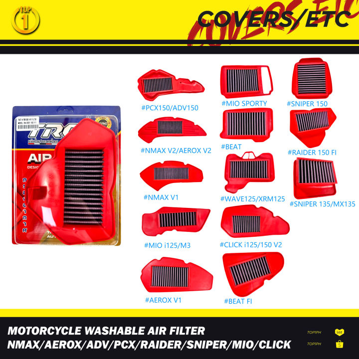 TOP1 MOTORCYCLE Washable Air Filter Nmax/Aerox/Pcx/Adv/Raider Fi/Beat ...