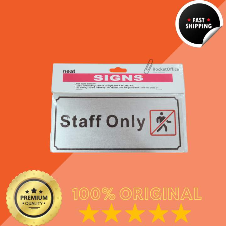 STAFF ONLY SIGN - Aluminum Metal Plate w/ Adhesive Sticker Signage ...