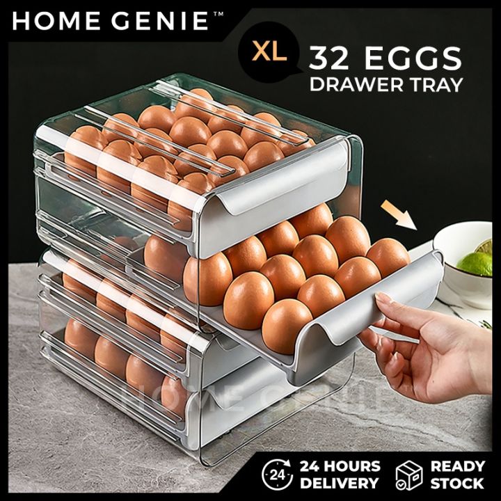 Egg Tray 32 Slots Storage Drawer Box Container Kitchen Refrigerator ...