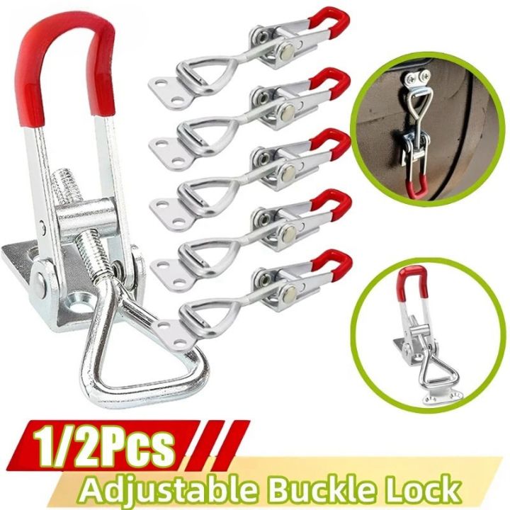 2Pcs Practical Heavy Iron Adjustable Buckle Door Lock Clamp Quick ...