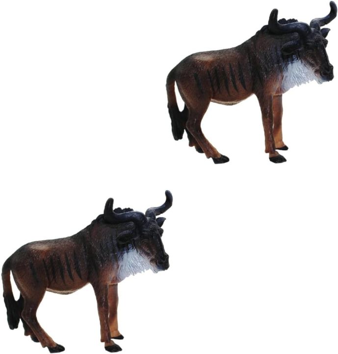 2pcs African Wildebeest Model Wild Animal Figurines Wildebeest Toy ...