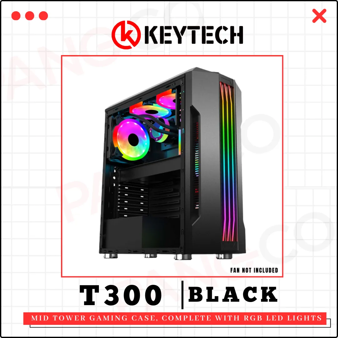 KEYTECH T300 ARGB Mid Tower Computer Gaming Case Black | White | Lazada PH
