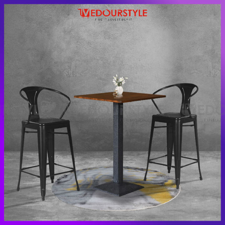 Vedourstyle Rubber Solid Wood Cafe Table/Bar Table 105cm High Table ...