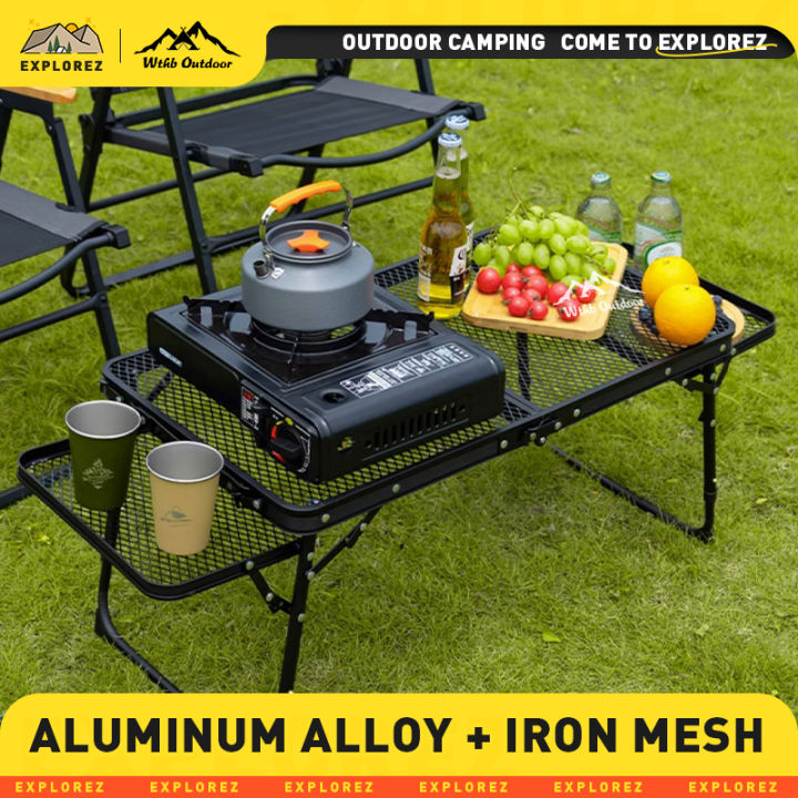 WTHB OUTDOOR Mesh Table Outdoor Barbecue Table Camping Folding Table ...