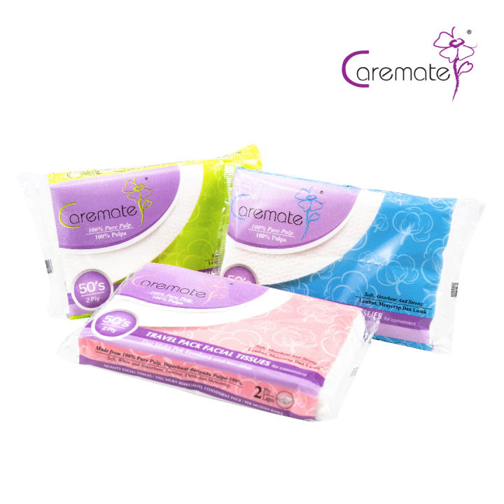 Caremate Travel Pack Facial Tissue 3 PKTS x 50's x 2 Ply | Lazada