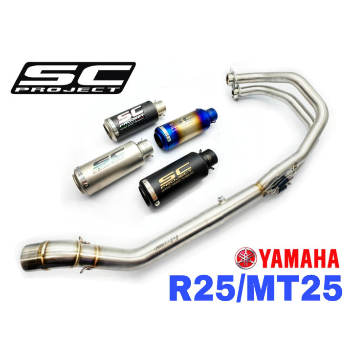 SC Project Exhaust Yamaha MT25 R25 Full System Tabung Muffler Carbon ...