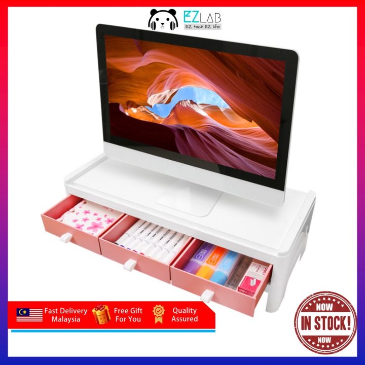 Desktop Monitor Stand Mount Riser With Drawer PC Rack Shelf Laptop ...