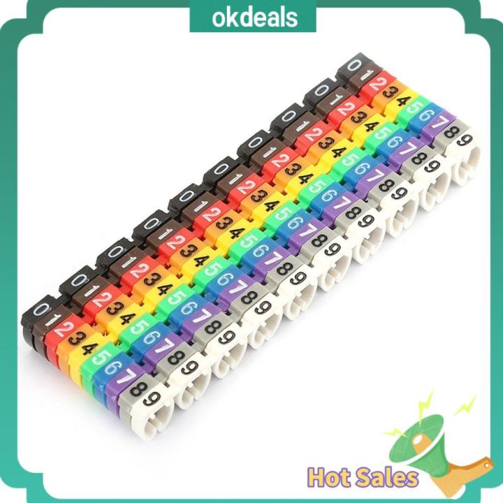 OKDEALS 100 PCS 0-9 Coded Wire Markers 6 Square Clip-on Digital Number ...