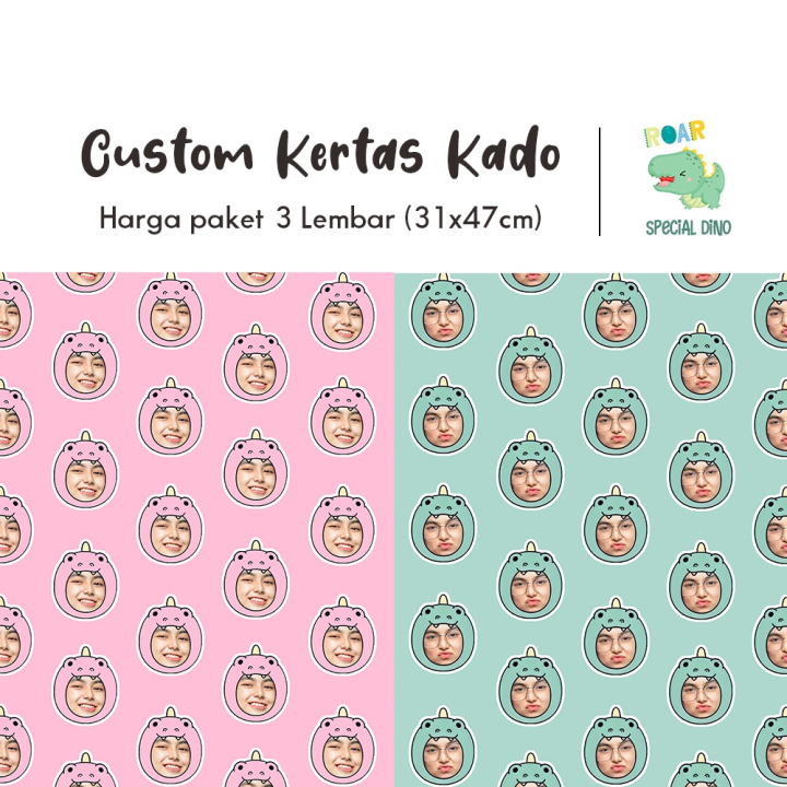 KERTAS KADO CUSTOM FREE COSTUM (3 lembar A3+) pakai foto sendiri ...