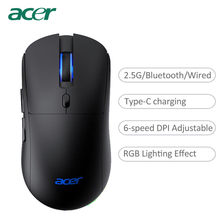 Acer 2.4G Wireless Mouse Wired Bluetooth Rgb Light Effect Rechargeable ...