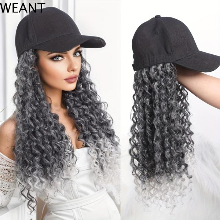 WEANT ดัดผมข้าวโพด หมวกวิกผมสังเคราะห์ ต่อผม โอมเบร หมวกเบสบอลพร้อมวิก ...