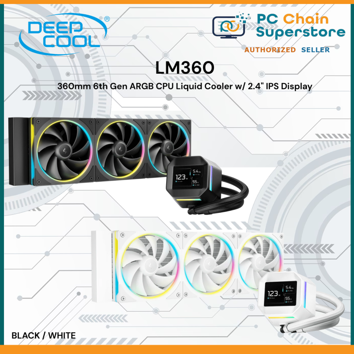 Deepcool LM360 360mm 6th Gen ARGB Liquid Cooler with compact 2.4" IPS ...
